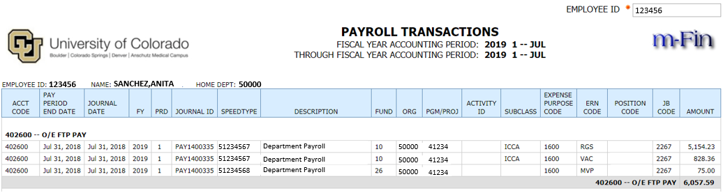 m-Fin Payroll Transactions | University of Colorado